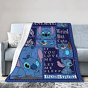 Soft Throw Blanket Lightweight Sofa Blanket Bed Blankets Ultra Velvet Blanket Quilt Durable Carpet Home Decor Blanket 60"x50" Cartoon Cute Stitch (1)