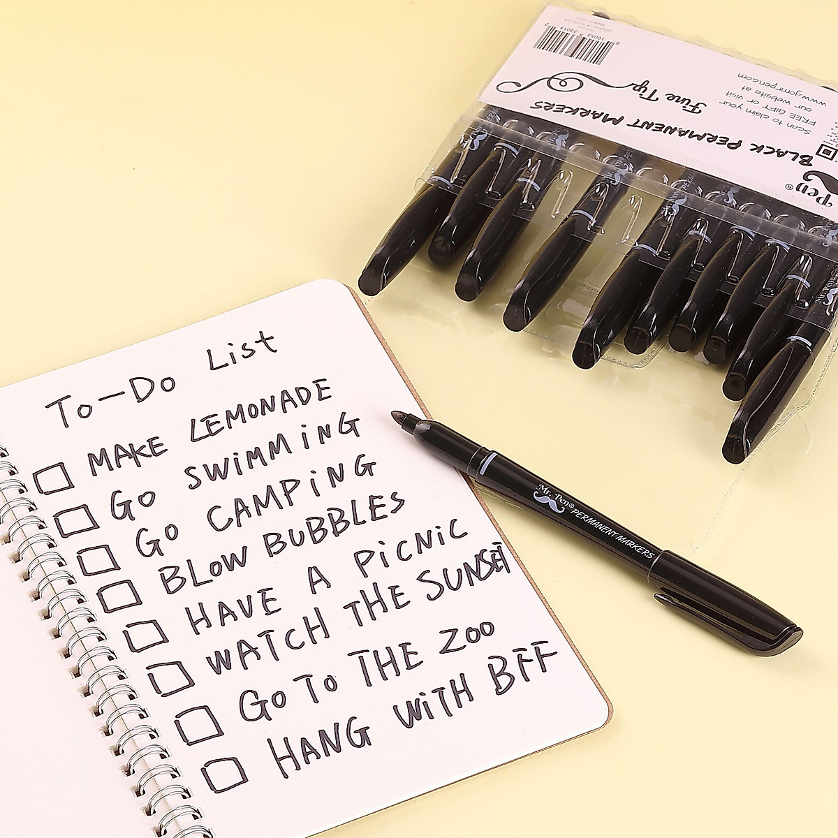 Mr. Pen- Permanent Markers, 12 Pack, Black, Fine Tip, Black Markers, Marker Set, Fine Tip Markers, Black Permanent Markers, Permanent Markers Black Colors