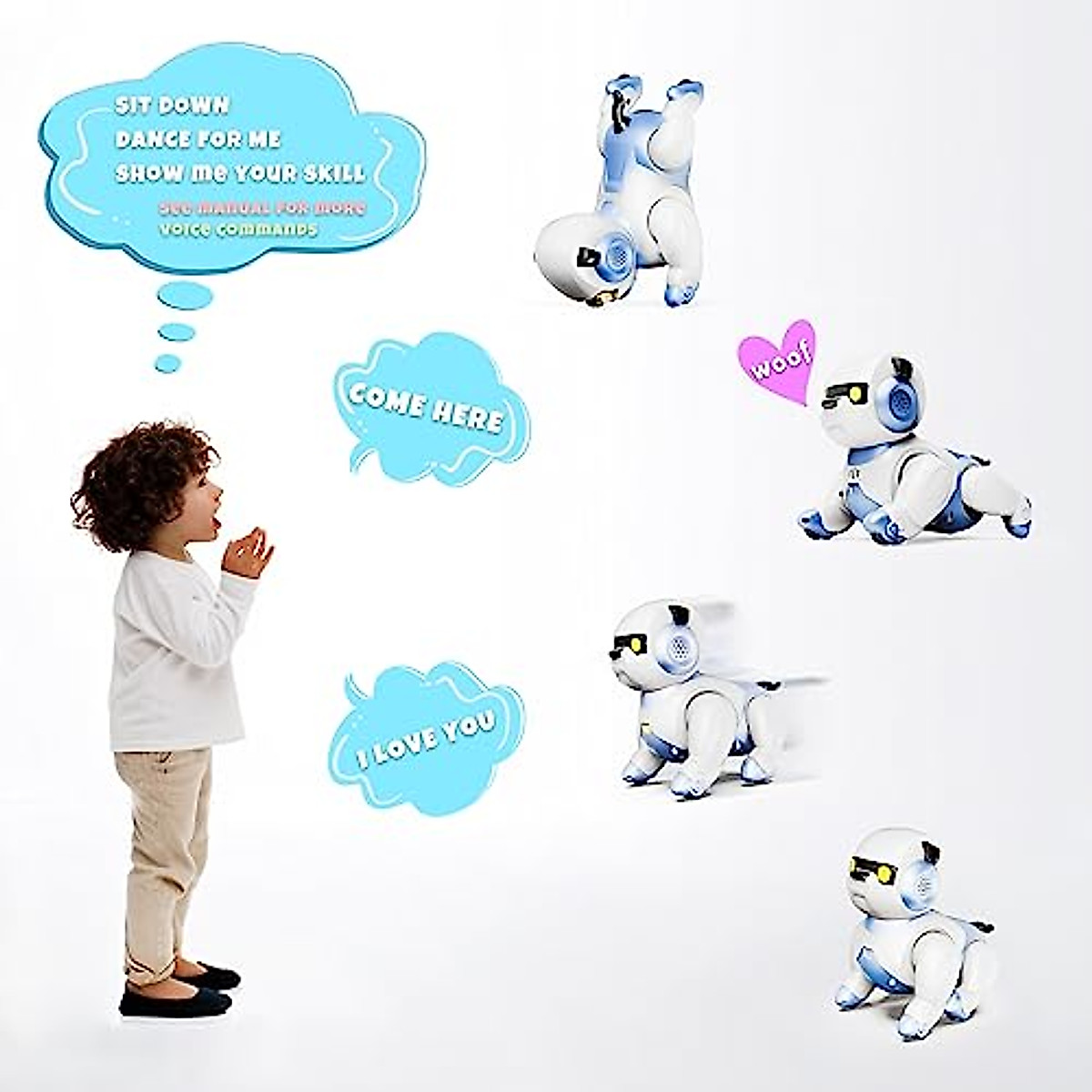SENBYOWEI Smart Interactive Robot Dog Toy for Kids with Voice & Touch Control Dancing Pet RC Animal Toy for Boys & Girls Ages 3,4,5,6,7,8,9,10 Year Old and up Realistic Mini Pet Dog Robot Simulator
