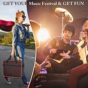 summina Compact Travel Box Drum Cajon Flat Hand Drum Percussion Instrument with Adjustable Strings Carrying Bag