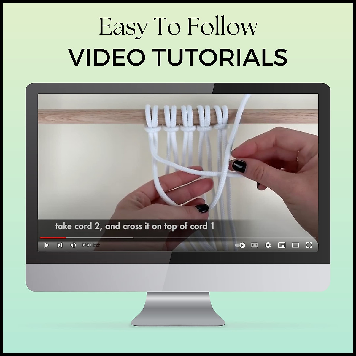 NGHTMRKT Macrame Kit, DIY Macrame Kits for Adult Beginners, Macrame Wall Hanging Kit, 220 Yards Macrame Cord, Wooden Dowel