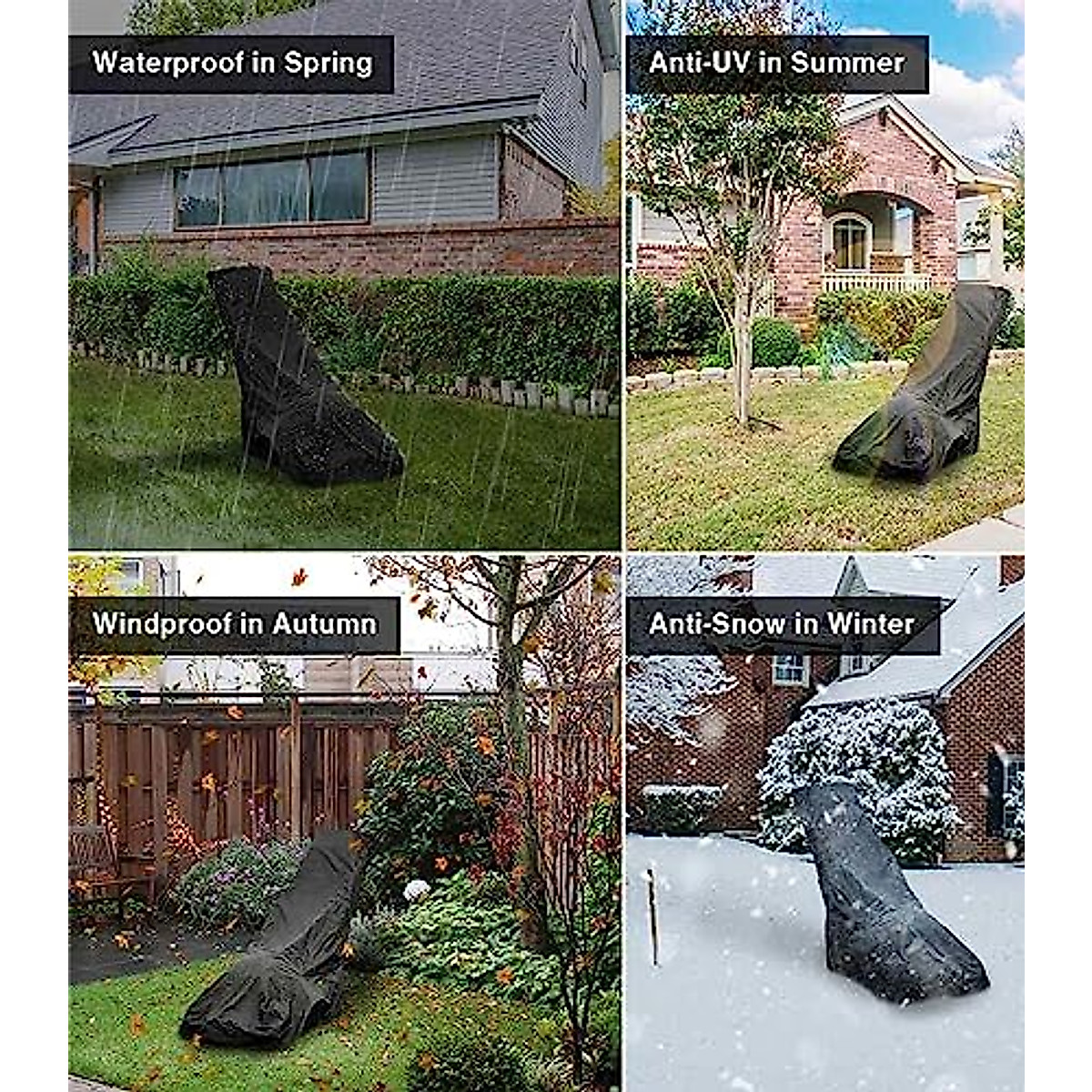 Lawn Mower Cover Outdoors Waterproof Push Lawnmower Cover Dust UV Protection Universal Oxford Covers with Drawstring Storage Bag 76" x 25" x 44"