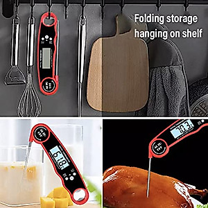 Household Instant Digital Meat Thermometer, Instant Food Thermometer with Digital Probe, Baking, Water, Milk, Oil Thermometer, Waterproof Metal Thermometer with LCD Reading.