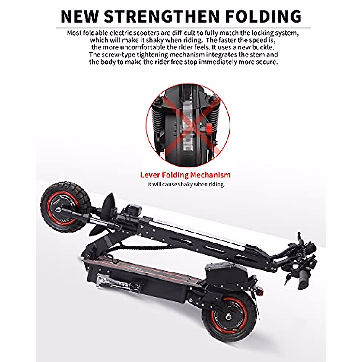 WIDEWHEEL W6 Off-Road Electric Scooter Adults, 2000W Double Motors, Up to 40 MPH & 40 Miles, Folding Commuter Scooter Electric for Adults, 10" Off-Road Tires Sport Scooters (Without seat)