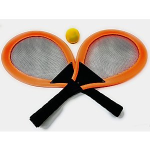 Kids Racket Ball Set Random Colors - Starter Kit Racquetball Set for Beginners Includes 2 Plastic Rackets and 1 Ball. Teach Young Children to Play Tennis Games at Beach Pool Lawn Backyard
