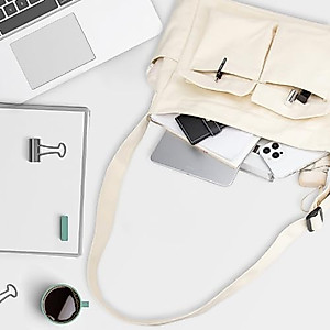 JBB Canvas Messenger Bag Hobo Tote Bag Cute Shoulder Bag Large Crossbody Bags for Women and Men White