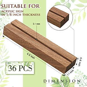 Roowest Wood Place Card Holders 4.5 Inch Rustic Wooden Table Number Holder Stands Acrylic Sign Holders Name Card Holder for Wedding Events Birthday Party Home Decoration(36 Pcs)