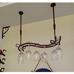 FOVKP Wine Display Rack,Suspension Hanging Wine Glasses Holder Goblet Shelf,Wine Stemware Rack Red Wine Cup Holder Hanging Upside Down Goblet Holder for Home Kitchen Bar,Wrought Iron Win