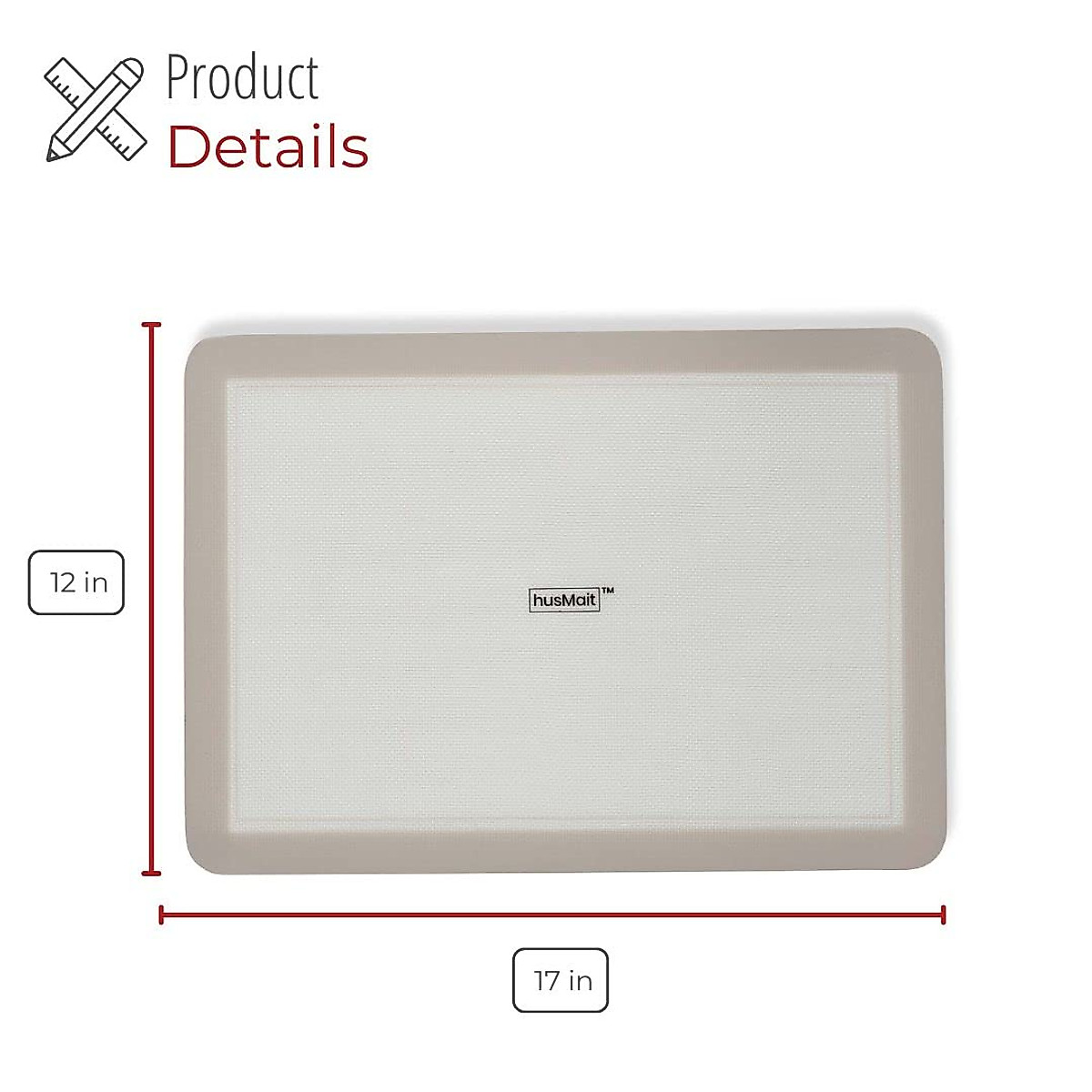 husMait Silicone Baking Mat - Premium Kitchen Pastry Mat for Rolling and Baking Prep - Great for Making Dough, Pastries, Pizza and Pie