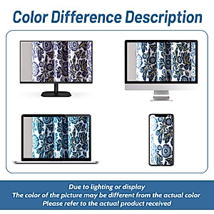 DriftAway Bird Tree Floral Flower Leaf Lined Thermal Insulated Energy Saving Window Curtain Valance for Living Room Bedroom Kitchen 2 Layer Rod Pocket 52 Inch by 14 Inch Plus 2 Inch Header Navy