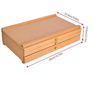Durable Wooden Art Supply Box, Multipurpose Large Capacity Drawing Tool Case, for School Students Home Artists