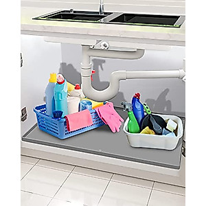 Under Sink Mat Waterproof 28"x22" Kitchen Cabinet Mat - Silicone Under Sink Liner Drip Tray with Drain Hole for The Kitchen, Bath, and Laundry Cabinets