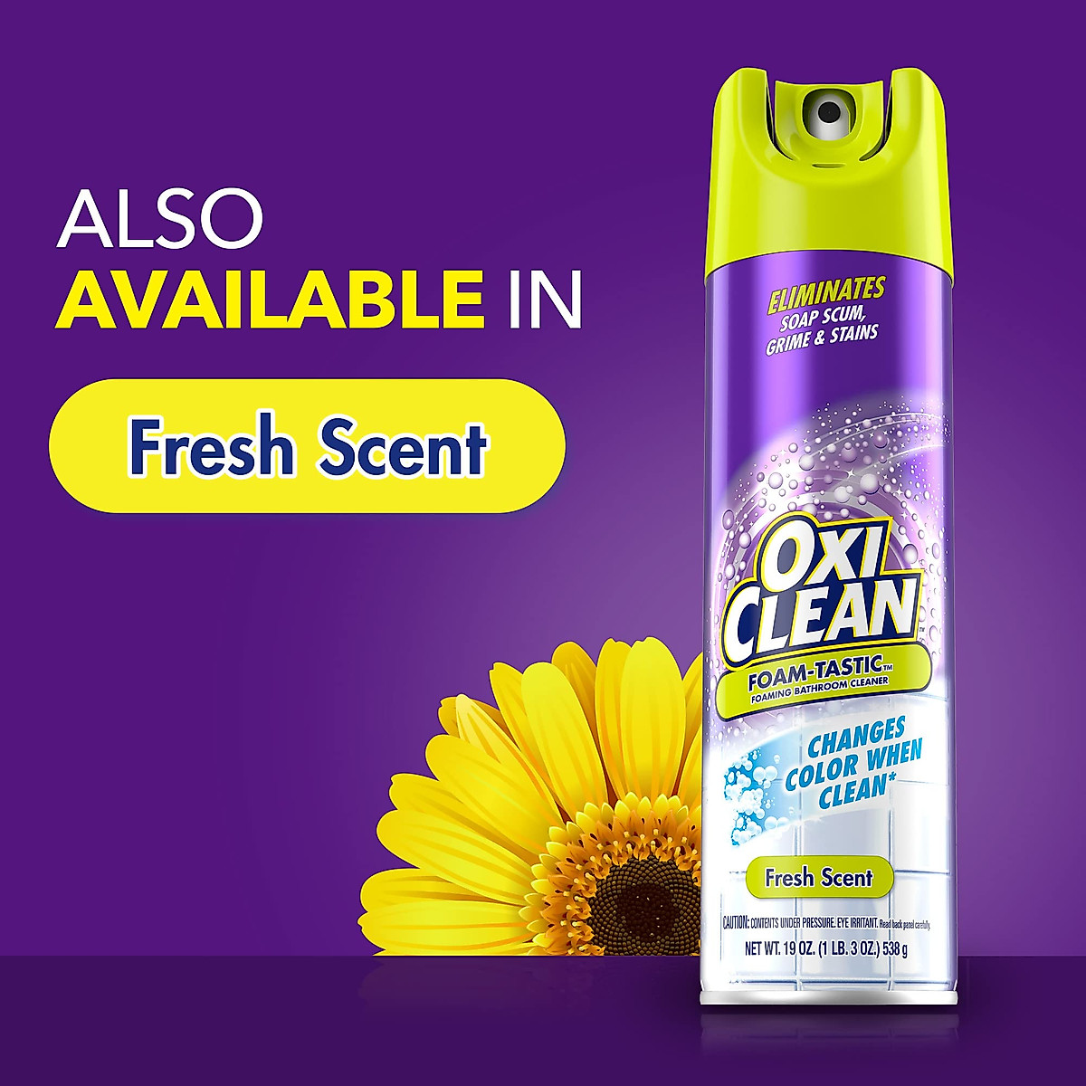 OxiClean Foam-Tastic™ Foaming Bathroom Cleaner, Citrus Scent, Eliminates Soap Scum, Grime and Stains, 19 oz Spray Can