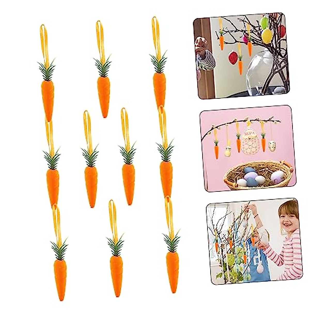 DECHOUS 10pcs Easter Decoration Easter Carrot Easter Tree Decorations and Ornaments Egg Easter Tiered Tray Decor Easter Hanging Carrot Easter Hanging Ornaments Carrot Decor Set Rabbit Foam