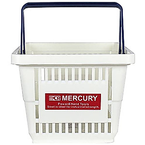 Mercury Shopping Cash Register Basket Storage Box Basket Interior Outdoor Camping Barbecue Market 42 x 29.2 x 22 cm White MEMABAWH
