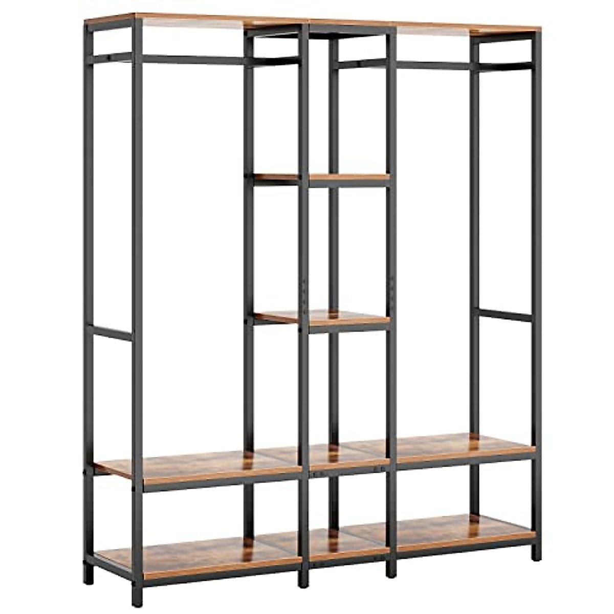 soges Garment Racks with 5 Tiers Shelves 2 Rod Clothes Rack FreeStanding Rack Organizer Storage for Hanging Clothes and Storage