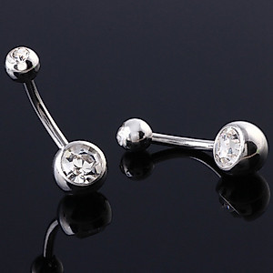 Coolrunner 14G Belly Button Ring Body Jewelry Piercing 10 Pack, Silver Belly Button Ring, Stainless Steel Belly Button Ring for Women