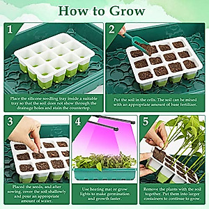5pcs Reusable Seed Starter Kit, Silicone Seedling Starter Trays for Starting Plant Seeds with Flexible pop-Out Cells, Indoor Gardening Plant Germination Trays