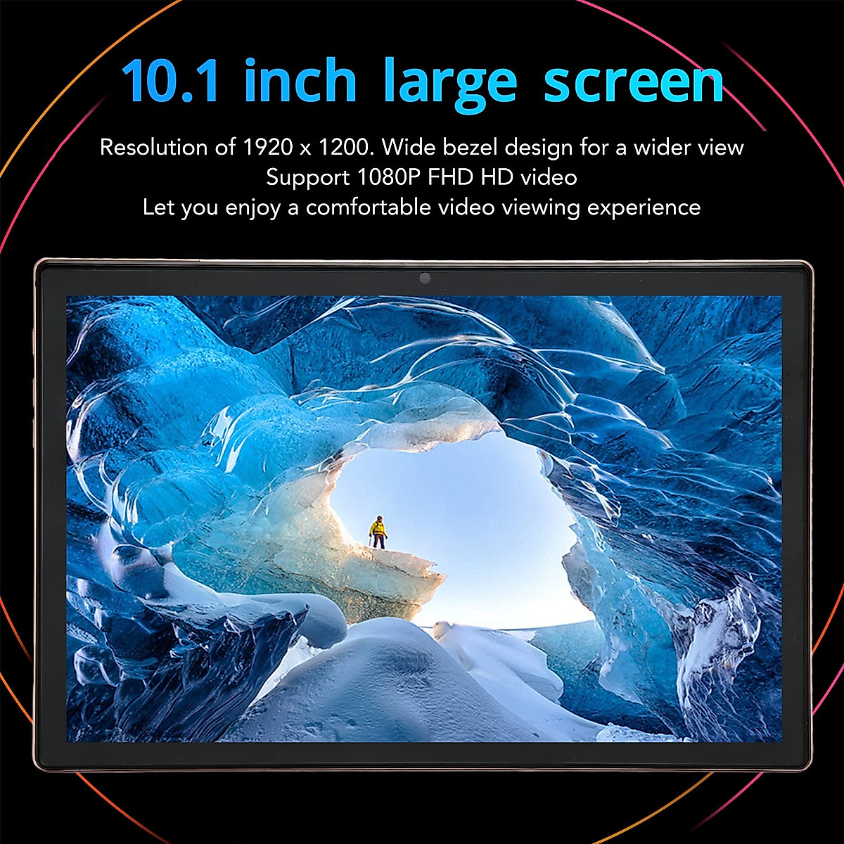 10.1 Inch Tablet for Android 12.0, 12GB 256GB 1920x1200 IPS Dual Cameras Octa Core, 5G WiFi Calling Cellphone Tablet, for Learning, Working, Business, US Plug (Gold)