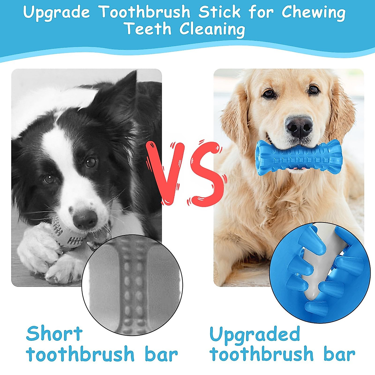 BAPSOUZU Dog Squeaky Toys for Aggressive Chewers, Toothbrush Stick Durable Dog Chew Toys for Large Dog Medium Breed, Indestructible Tough Dogs Toys for Teeth Cleaning (Chicken Flavor)