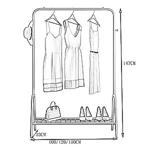 NEOCHY Heavy-Duty Hangers, Carbon Steel Clothing Display Racks, Open Balconies, Cloakroom Drying Racks, Men's and Women's Clothing Store Display Racks/Rose Gold/120Cm