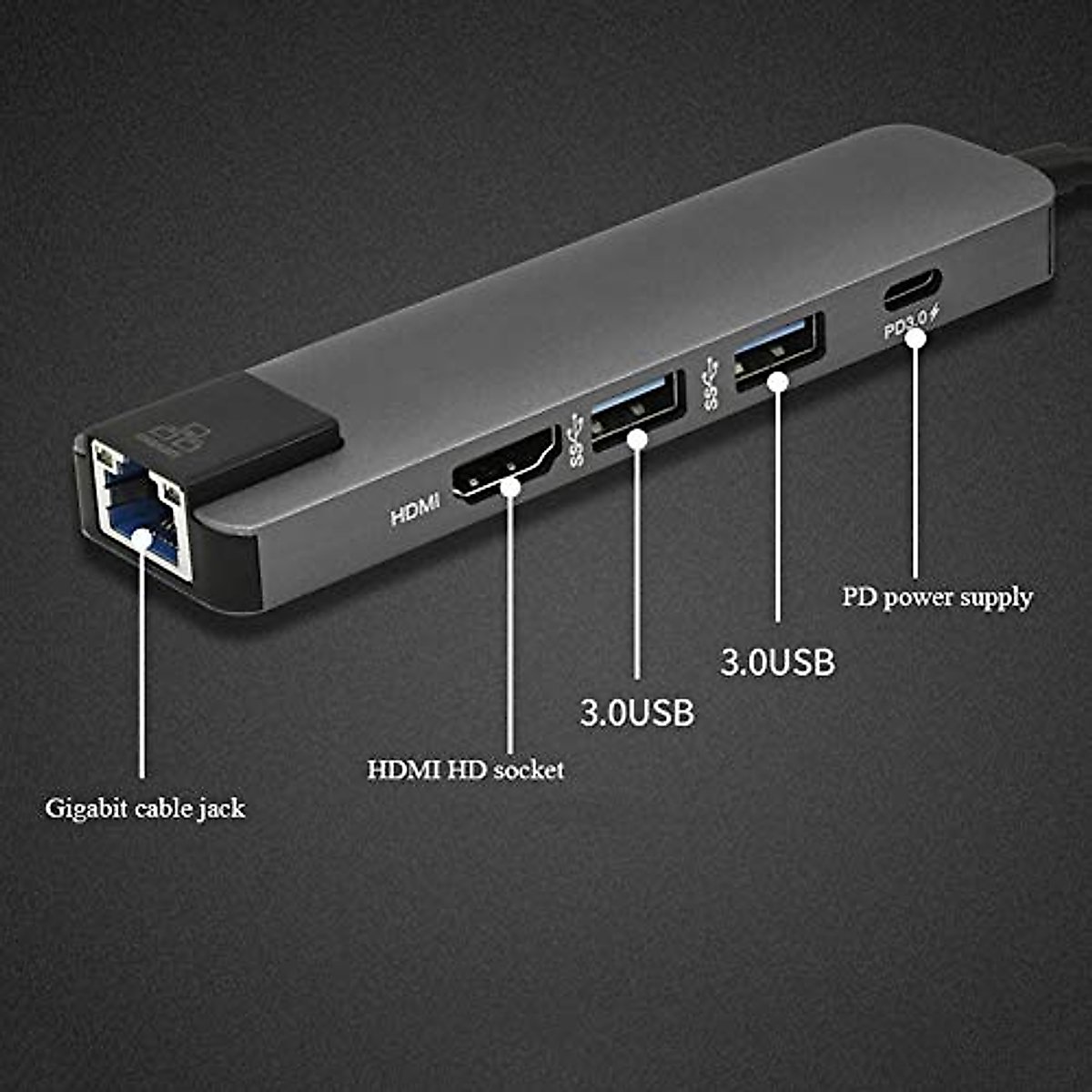 XUNMAIFHB Portable Docking Station,Type c to HDMI 3.0 Splitter with PD Powered RJ45 Network Card Converter Multi-Function Docking SD/TF/HDMI high-Definition Interface Fast Transmission