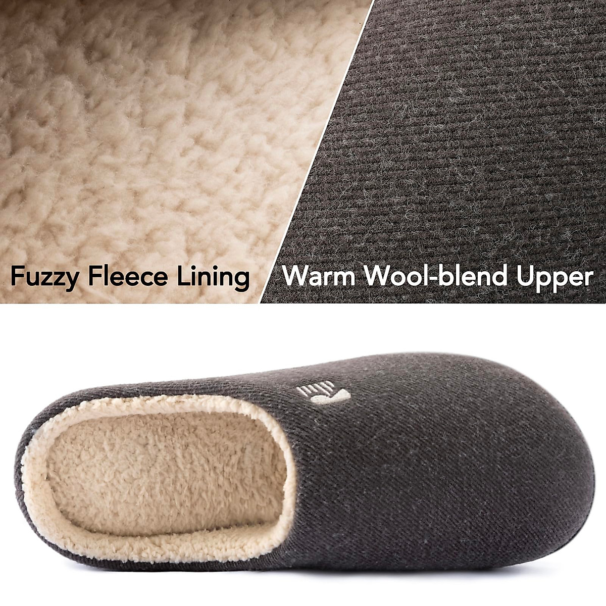 RockDove Men's Sherpa Lined Memory Foam Clog Slipper, Size 10.5 US Men, Grey