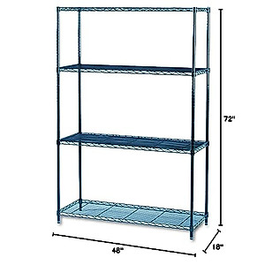 Safco Products Industrial Wire Shelving Starter Unit 48" W x 18" D x 72" H (Add-On Unit and Extra Shelf Pack Sold Separately), Black