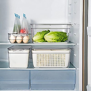 Sunview 7Pack Fruit Containers for Fridge,Produce Saver Refrigerator Organizer Bins,Kitchen Food Storage with Removable Drain Colanders Fridge Organizer,with Ice Tray and Reusable Food Storage Bags