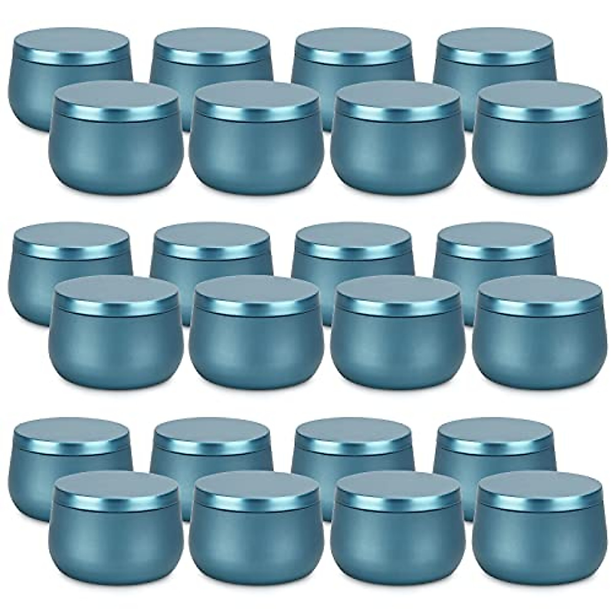 LAJDL Candle Tin 24 Piece, 8 oz, Metal Round Candle Containers with Lid, Candle Jars for DIY Candle Making,Arts & Crafts, Storage Candle Making Party Supplies(Blue),AM-C-08-1