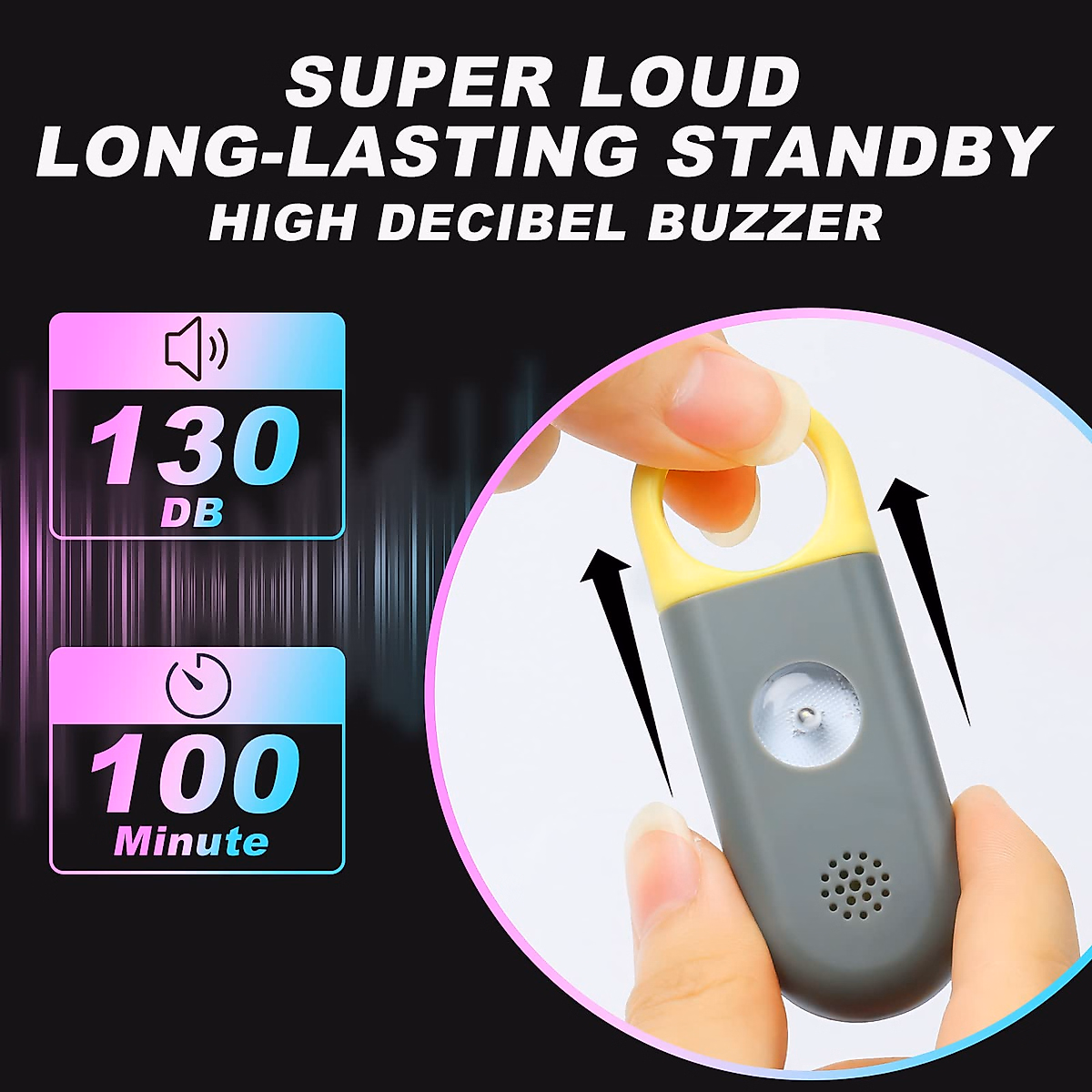 Reepos Personal Safety Alarm - 130dB Siren Whistle with SOS LED Strobe Light - Keychain Alarm for Women, Kids, Elderly
