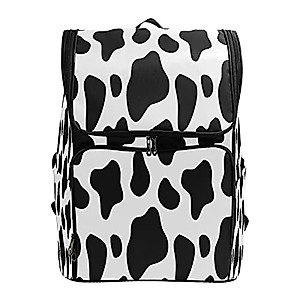School Backpack Black and White Cow Print Travel Bag College Backpack Notebook Computer Backpack For Girls Boys Teen Adults