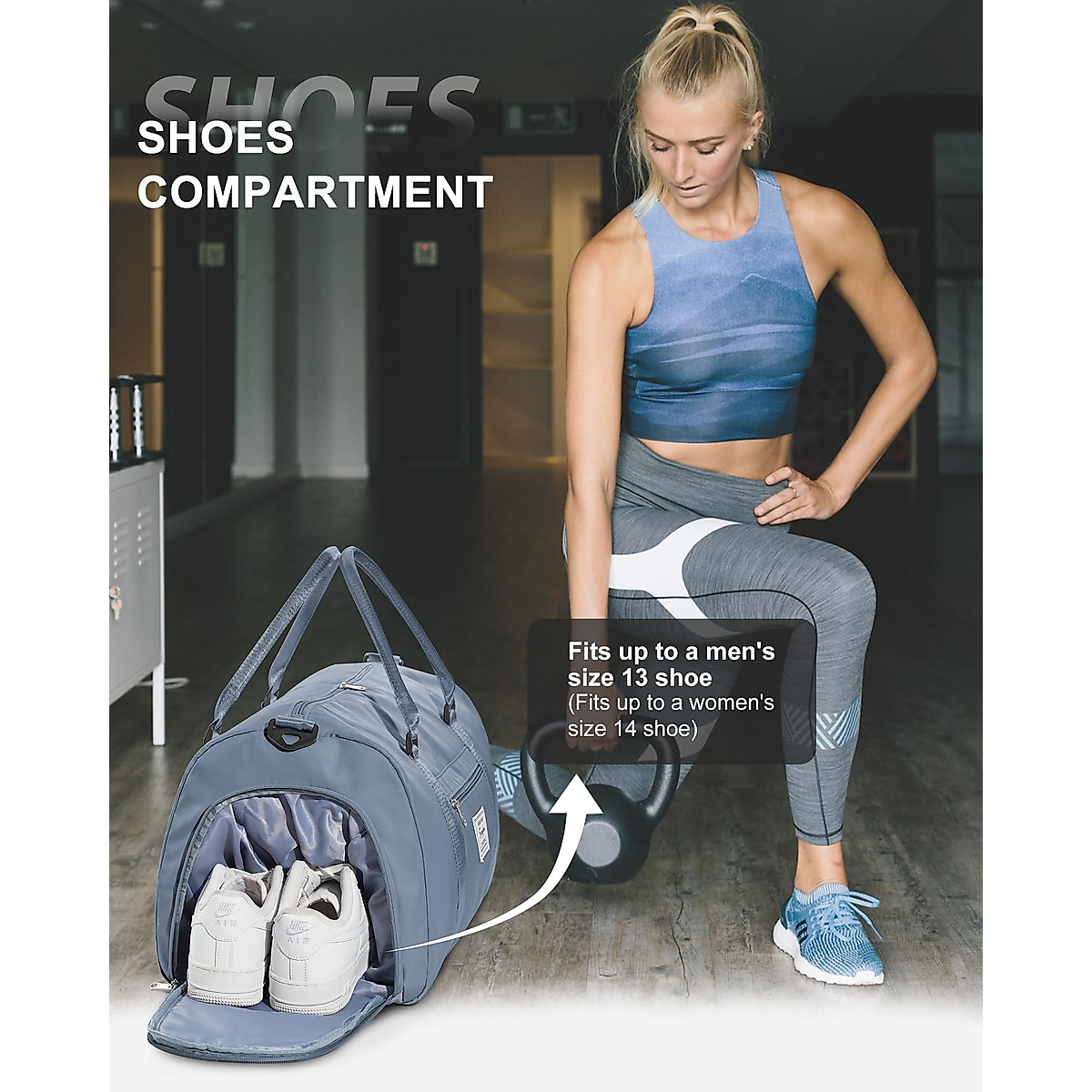 Gym Bag Womens Mens with Shoes Compartment and Wet Pocket Travel Duffel Bags for Women for Plane Sport Gym Tote Bag with Toiletry Bags Waterproof Weekend Overnight Carry on Bag Hospital Holdalls