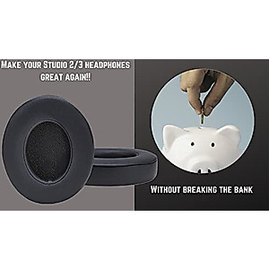 Premium Replacement Studio 3 Ear Pads/Studio 2 earpads Cushions. Compatible with Beats Studio 3 / Beats Studio 2 Headphones (Black). Premium Protein Leather | High Density Foam | Extra Thick