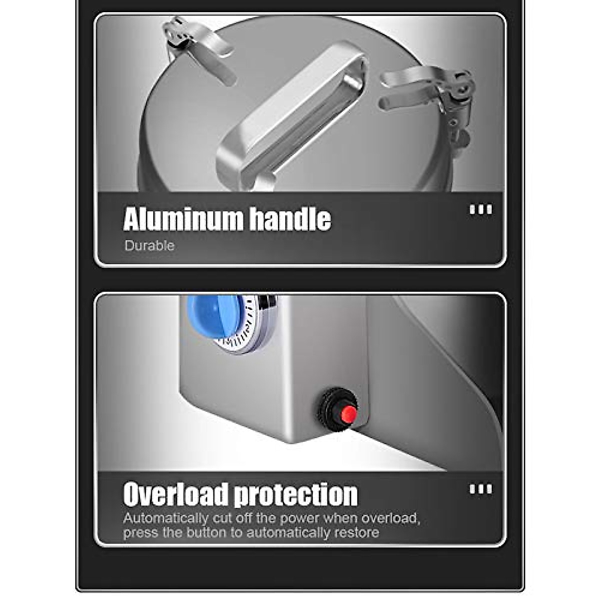 Electric Grain Grinder, High Speed Timing Grinder Powder Machine for Herb Coffee Spices, Multifunction Cereals Grinder Mill with Overload Protection, Home/Commerci