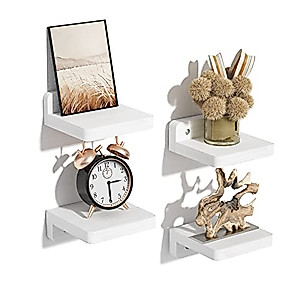 SRIWATANA U-Shape Shelves Wall Mounted Set of 3 and Small Floating Shelves Set of 4