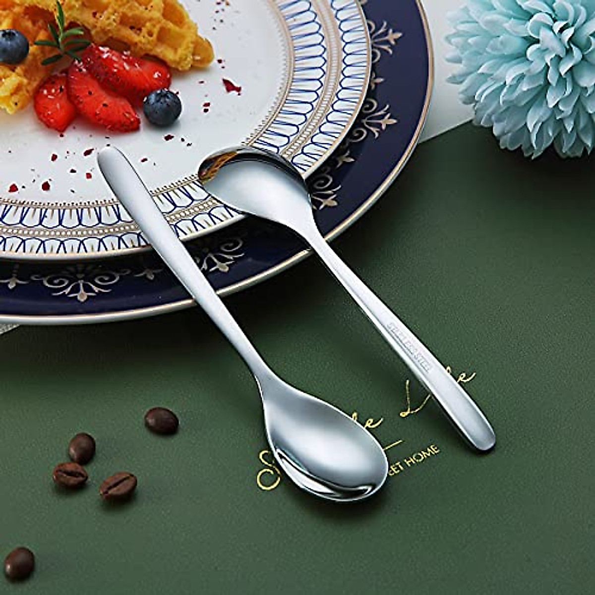 Demitasse Espresso Spoons, 5.5'' Mini Coffee Spoons, Stainless Steel Small Spoons,Tea Spoons for Dessert, Set of 6, Dishwasher Safe (Silver)
