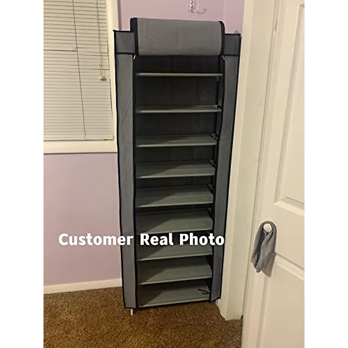 dcmtoamz Fashionable Room-Saving 9 Lattices Non-Woven Fabric Shoe Rack Gray