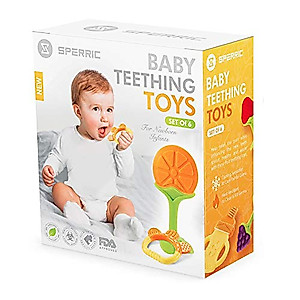 Baby Teething Toys for Newborn Infants (6-Pack) Freezer Safe Infant and Toddler Silicone Teethers Soothe Babies Gums, Perfect Baby Gift