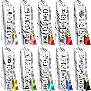 50 Pcs Teacher Metal Bookmarks Teacher Appreciation Bookmark Thank You Teacher Bookmark Page Clips Birthday Graduation Christmas Gifts Bookmark for Teachers Birthday School Office Supplies