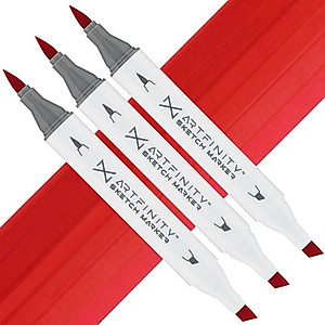 Artfinity Sketch Marker Sets - Vibrant, Professional, Dye-Based Alcohol Markers for Artists, Drawing, Students, Travel, & More! - [Primary Red - Set of 3]
