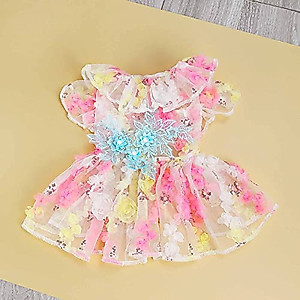 Girl Yorkie Clothes Cotton Dog Dress Spring and Summer Pet Clothes Spring Cute Pet Supplies Cotton Peach Dress