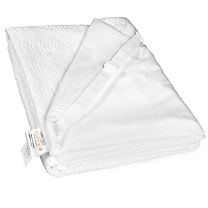 Zenzy 3" Queen Waterproof Mattress Topper Cover, [100% Waterproof] [Ultra-Soft] Cover for Mattress Topper, Washable & with Adjustable Straps, Oeko-TEX Certified [Only Cover]- White