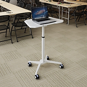 MObyat Lectern Podium Stand,Lectern Podium Stand,Mobile Lecture Podium Stand, Height and Angle Adjustable, Portable Presentation Concert Podium for Church and Classroom/White/Height 75/108cm