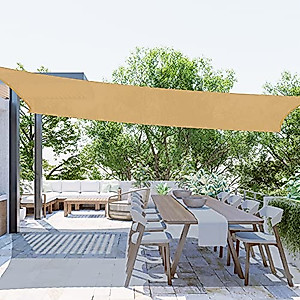 ASTEROUTDOOR 12' x 12' Rectangle Sun Shade Sail UV Block Canopy Cover for Outdoor Patio Backyard Lawn Garden, Sand