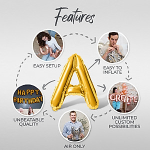 Letter Balloons - PARTY ANIMAL 16" Inch Alphabet Letters Foil Mylar Balloon Kids Birthday Party Balloon Banner (Gold)