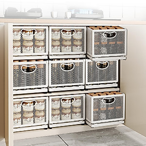 StorageWorks Pull Out Cabinet Organizer, Under Sink Organizers and Storage Rack, Slide Out Cabinet Drawers for Bathroom, Pantry, Kitchen, White