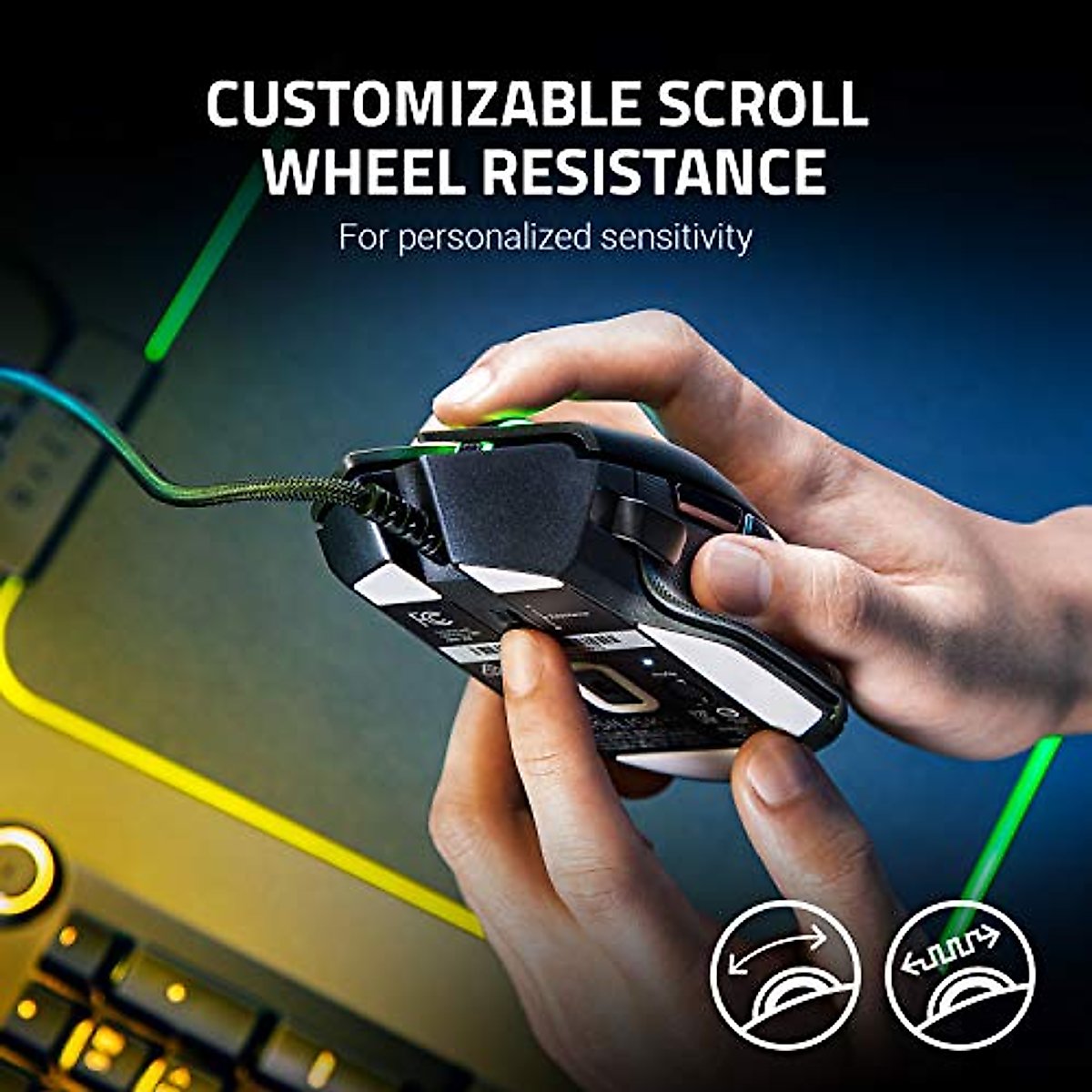 Razer Basilisk V2 - FPS Gaming Mouse (Gaming Mouse with New 20,000 DPI Focus + Optical Sensor, 5G, Removable Dpi Switch and Customizable Scroll Wheel, RGB Chroma and USB) Black