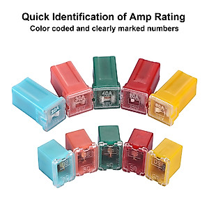 CrocSee 30 Pieces Car Fuses Assortment Kit, Tall/Standard and Low Profile Box Shaped Automotive Fuses for Pickup Trucks, Cars, RVs, and SUVs