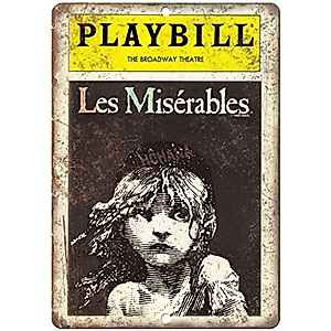 Playbill Broadway Theatre Les Miserables Tin Sign Vintage Wall Poster Retro Iron Painting Metal Plaque Sheet for Bar Cafe Garage Home Gift Birthday Wedding